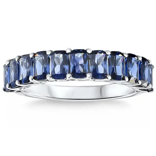 BLISS DIAMOND 2.50ct Blue Sapphire Wedding Anniversary Ring Stackable 14k Gold Band
