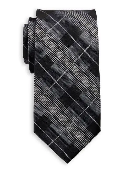 SYNRGY BY DXL Big & Tall Futuristic Plaid Tie - Black