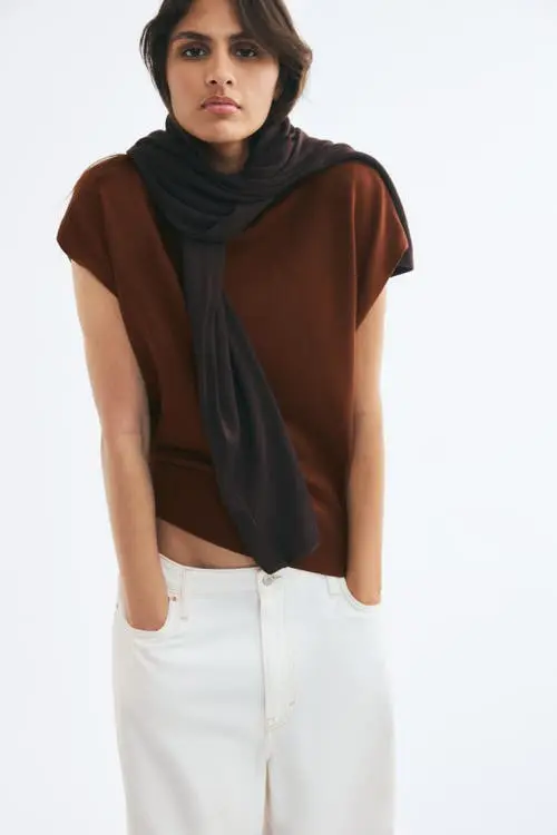 H&M Mock Turtleneck Sweater Vest - Brown