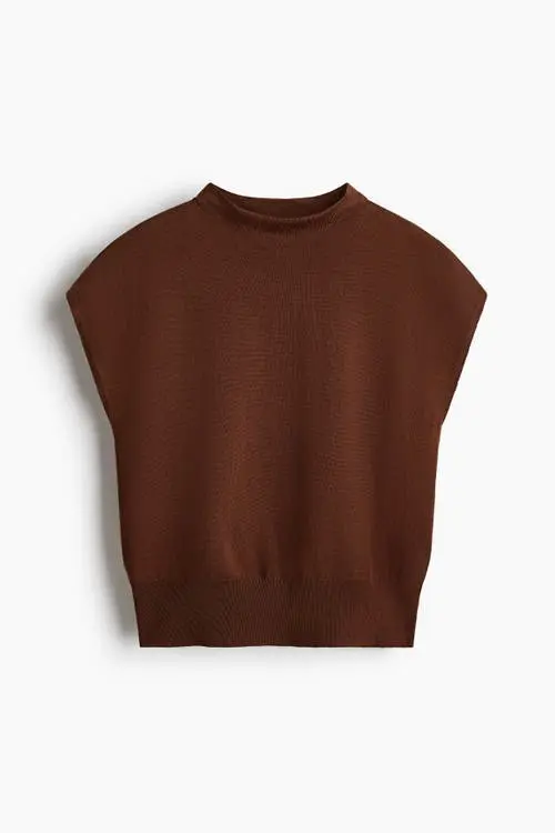 H&M Mock Turtleneck Sweater Vest - Brown