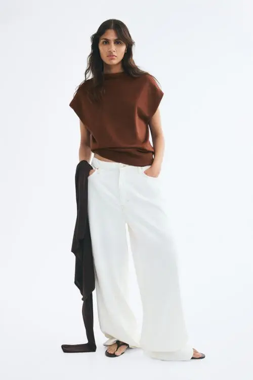 H&M Mock Turtleneck Sweater Vest - Brown