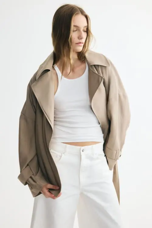 H&M Short Lyocell-blend Trench Coat