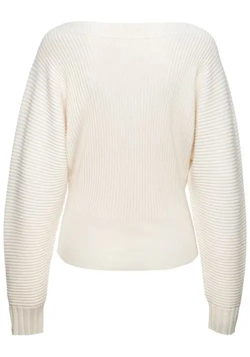 LASCANA Boat Neck Ribbed Sweater