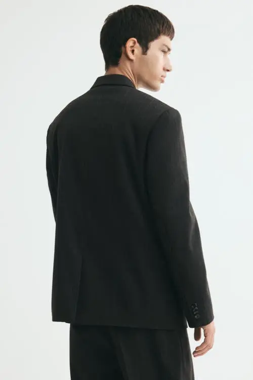 H&M Relaxed-fit Double-breasted Jacket - Black/pinstriped