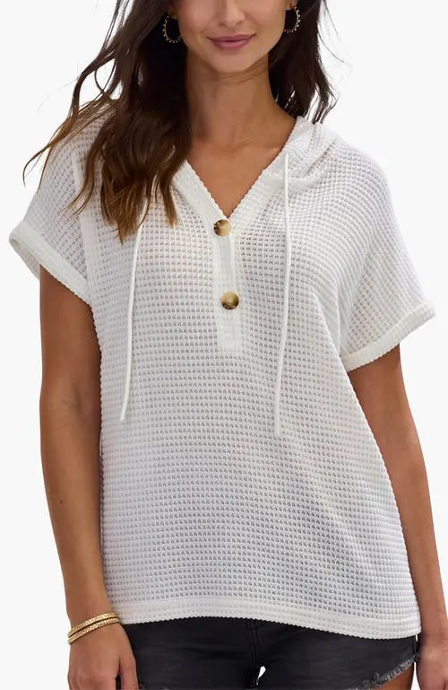 LASCANA Hooded Waffle Knit Top - Ivory