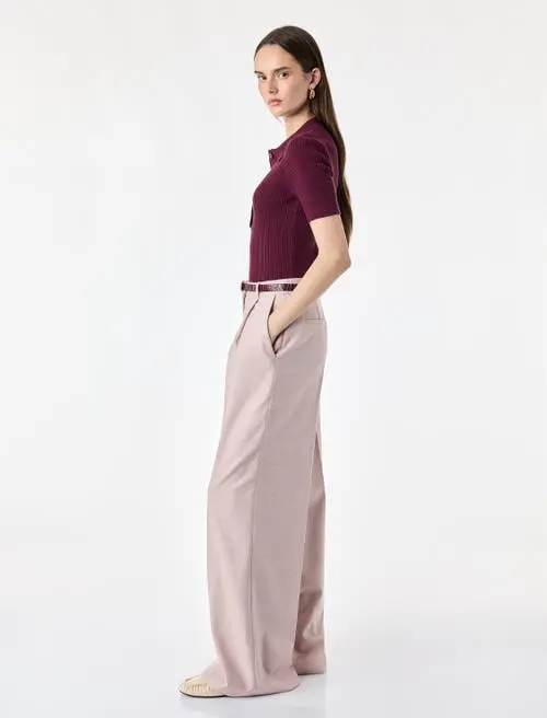 Koton Belted Wide Leg Trousers