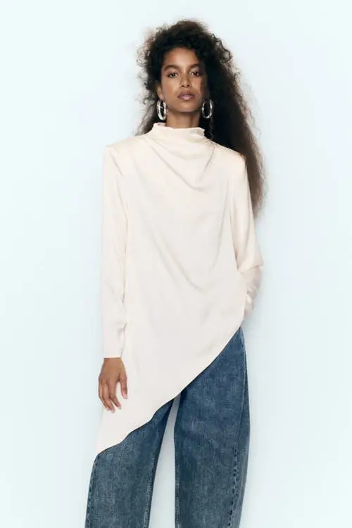 H&M Tie-detail Satin Blouse