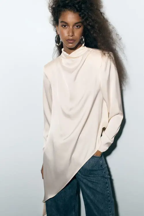H&M Tie-detail Satin Blouse