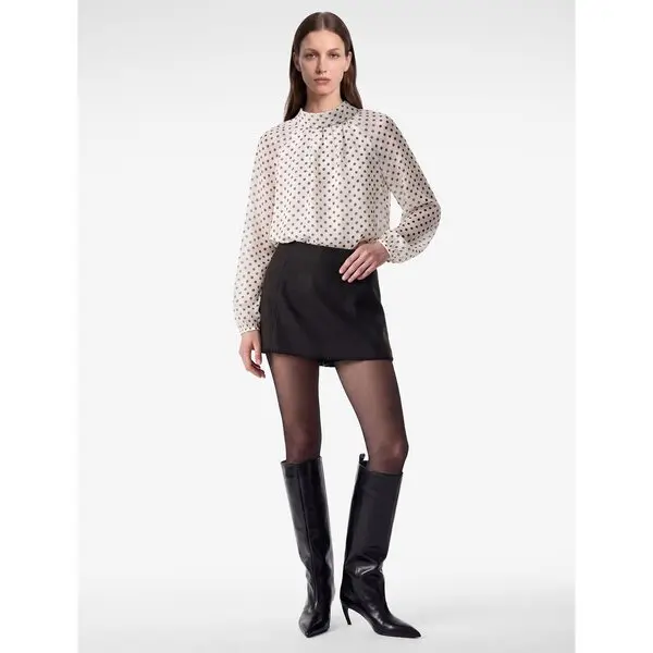 Koton Chiffon Blouse With A Shawl Collar And Polka-dot Scarf