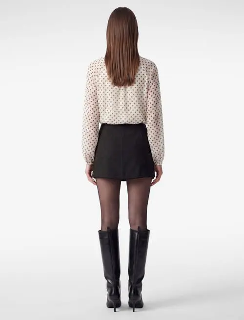 Koton Chiffon Blouse With A Shawl Collar And Polka-dot Scarf