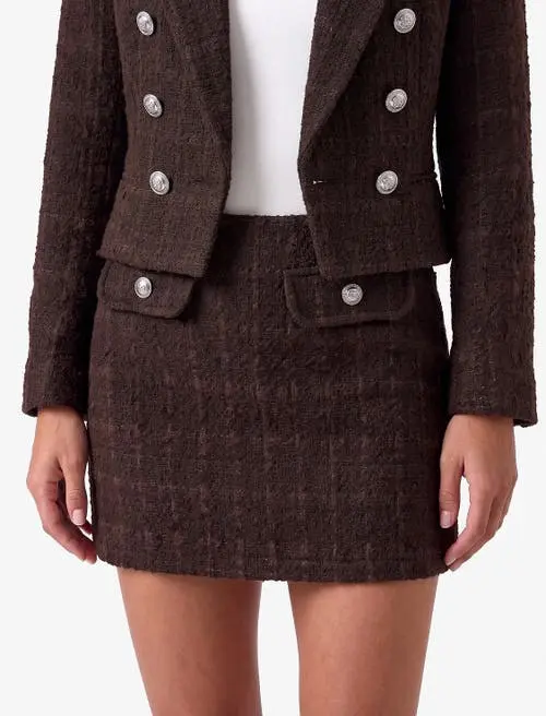 Koton Plaid Tweed Skirt