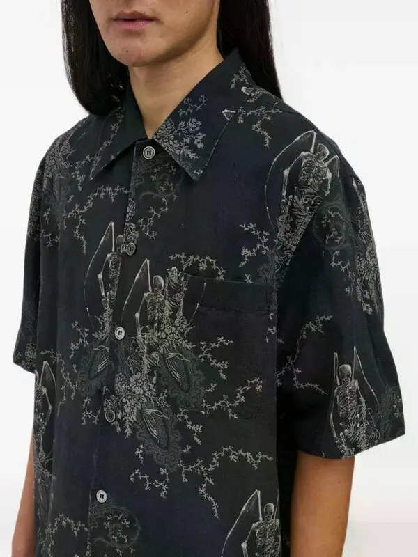 Our Legacy Every Skeleton-print Short-sleeve Shirt - Black