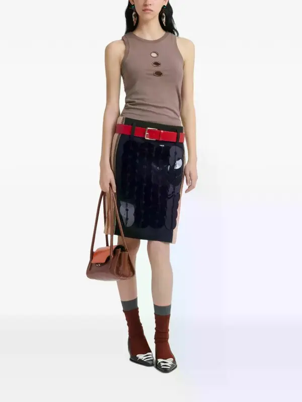 Marni Poplin Skirt With Disco Sequins