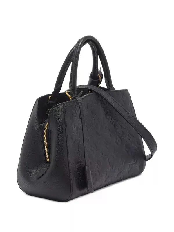 LOUIS VUITTON 2015 Montaigne Monogram Empreinte Satchel Bag - Black