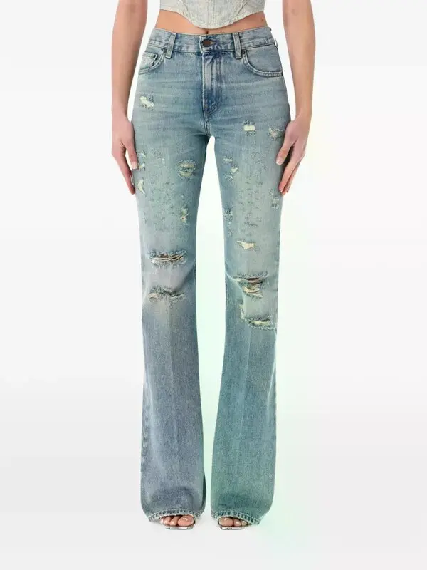 HAIKURE Flora Distressed Flared Jeans