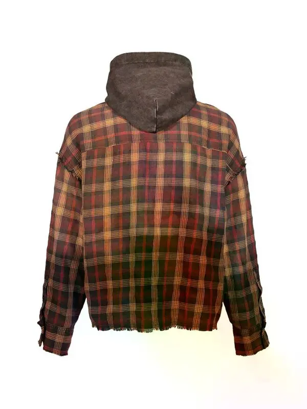 WIZZARD Check-pattern Hooded Shirt Jacket