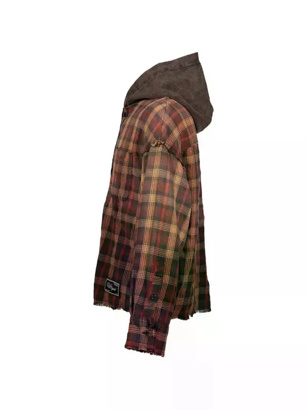 WIZZARD Check-pattern Hooded Shirt Jacket
