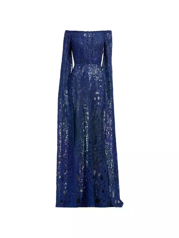 Elie Saab Sequin-embroidered Maxi Dress - Blue