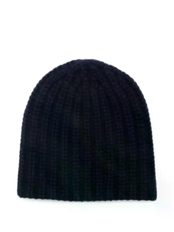 LISKA Michaela Ribbed Cashmere Beanie Hat - Blue