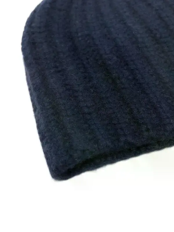 LISKA Michaela Ribbed Cashmere Beanie Hat - Blue