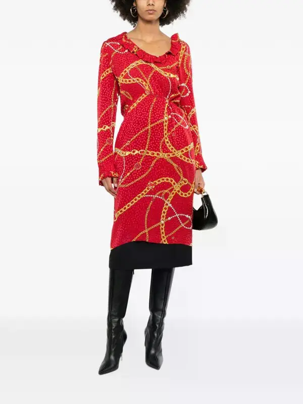 Balenciaga Chain-print Ruffled Dress