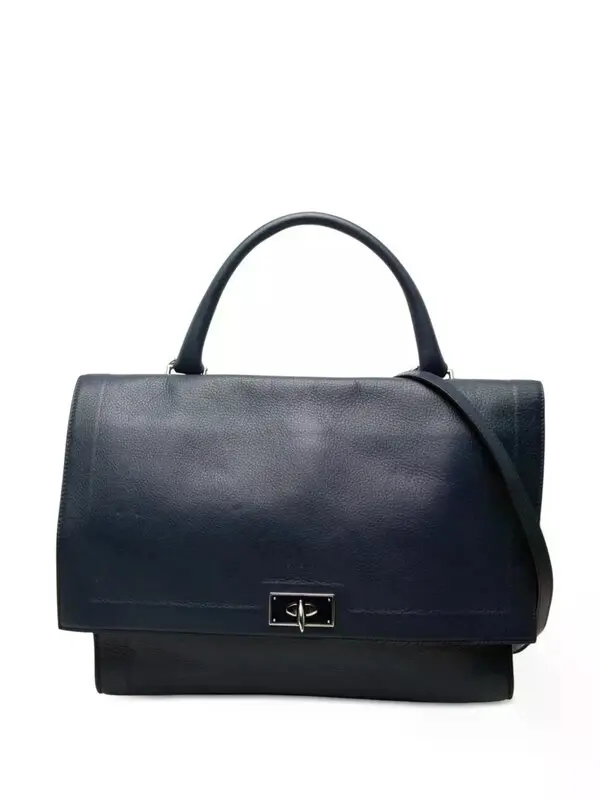 Givenchy 2012-2020 Small Grained Calfskin Shark Lock Satchel - Blue