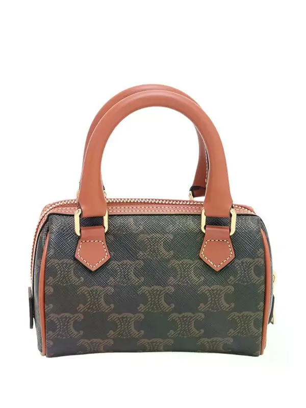 Celine 2015-2026 Mini Triomphe Coated Canvas Boston Bag Satchel
