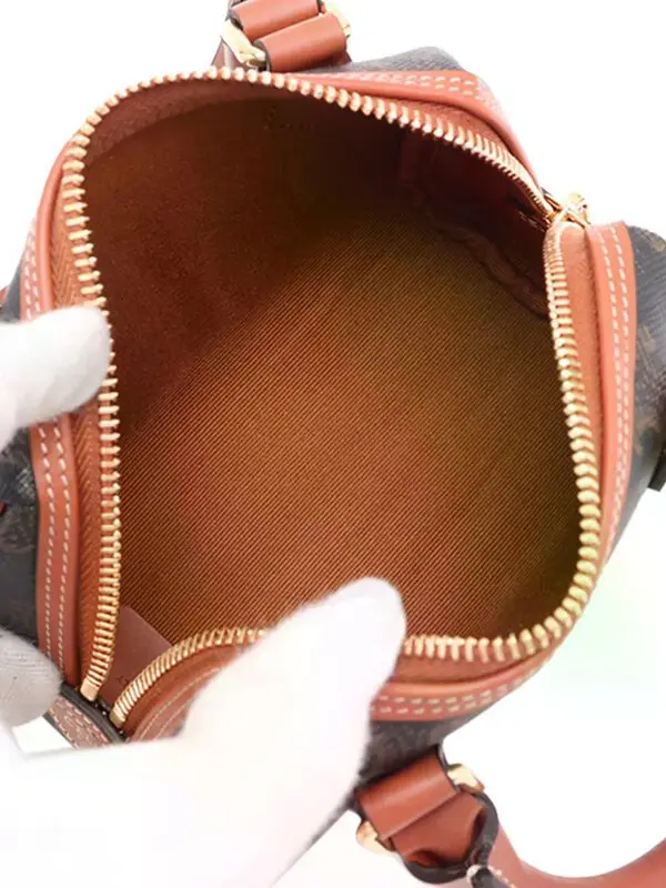 Celine 2015-2026 Mini Triomphe Coated Canvas Boston Bag Satchel