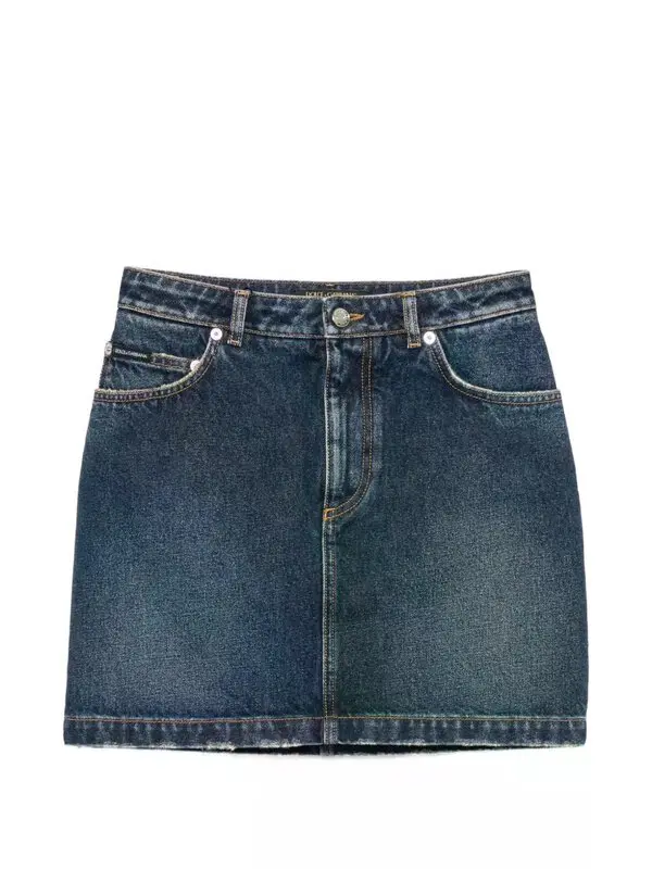 Dolce & Gabbana Logo-plaque Denim Skirt