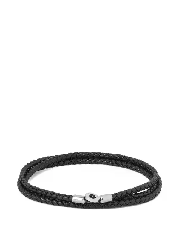 RODERER Mario Triple Tour Woven Leather Bracelet - Black