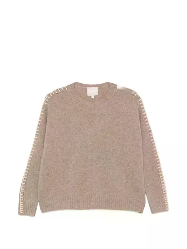 KUJTEN Amea Whipstitch-trim Cashmere Sweater - Brown