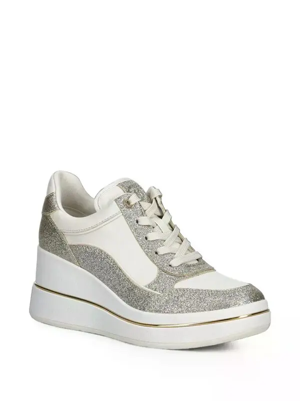 Michael Kors Emmy Signature Logo And Leather Wedge Trainers