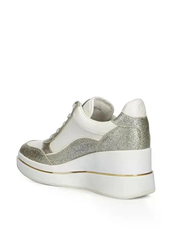 Michael Kors Emmy Signature Logo And Leather Wedge Trainers