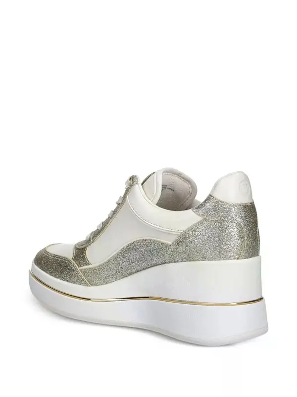 Michael Kors Emmy Signature Logo And Leather Wedge Trainers - Neutrals