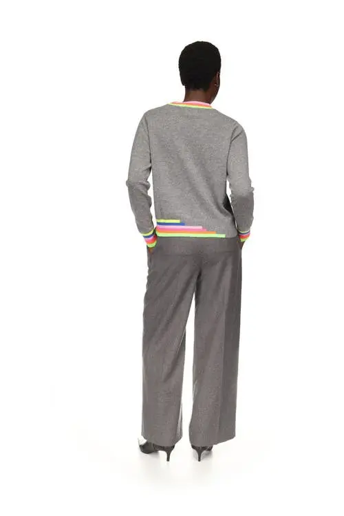 BRODIE CASHMERE Multi Coloured Trim Crew