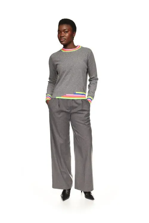 BRODIE CASHMERE Multi Coloured Trim Crew