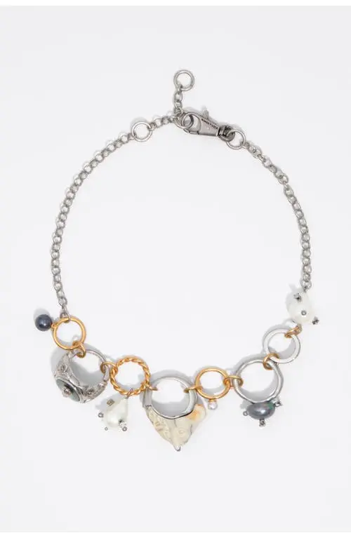 Bimba Y Lola Chain Necklace With Horse Rings - Dark Silver