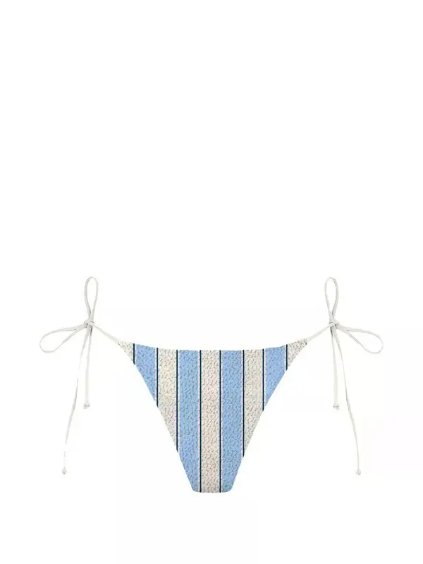 MC2 SAINT BARTH Crinkle-finish Striped Bikini Bottoms