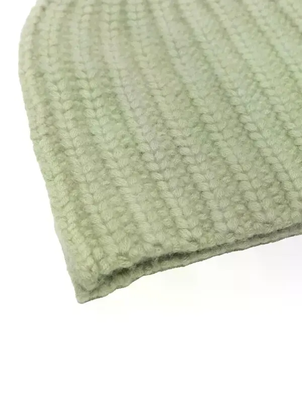 LISKA Michaela Ribbed-knit Cashmere Beanie Hat - Green