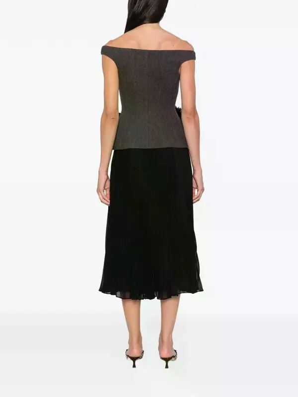 SELF-PORTRAIT Off-shoulder Pleated Midi Dress