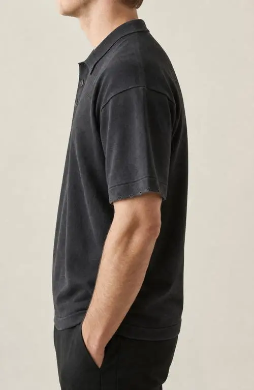 MODENAIRE Washed Short Sleeve Snap Button Polo Shirt