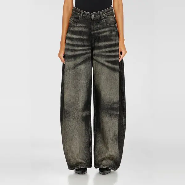 DIESEL® Relaxed Jeans High Waist 1987 D-khelz, /dark Grey, Button Fly - Black