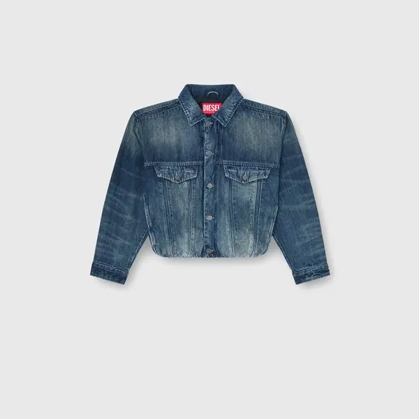 DIESEL® Elasticated Trucker Jacket In Denim - Blue