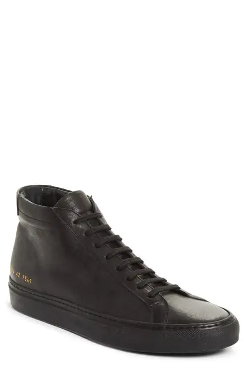 COMMON PROJECTS Achilles Mid Premium Leather Sneaker - Black