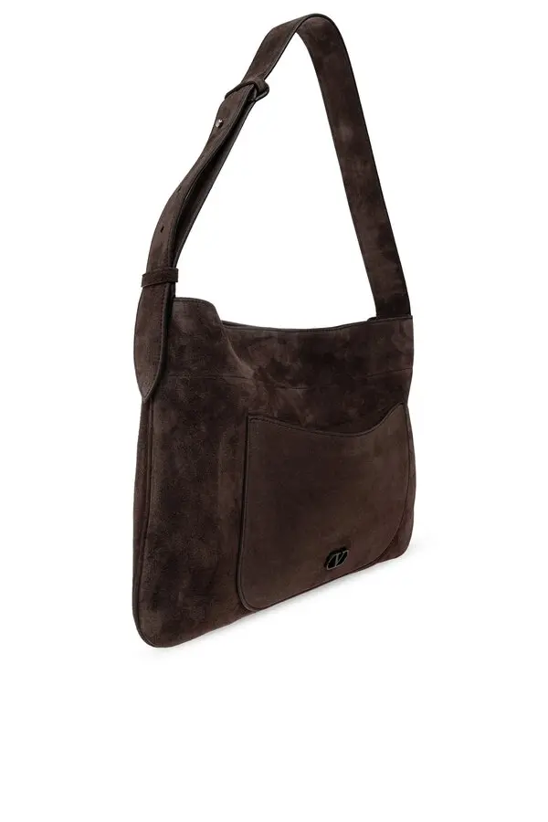 Valentino Garavani Logo Suede Shoulder Bag