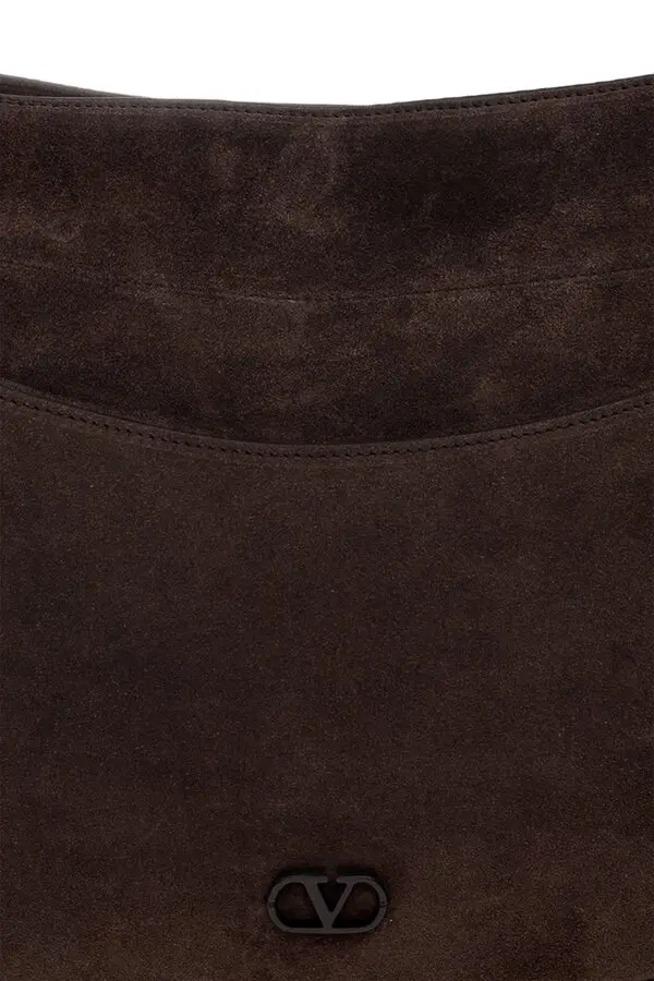 Valentino Garavani Logo Suede Shoulder Bag