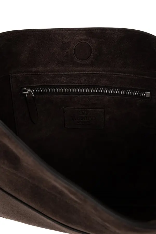 Valentino Garavani Logo Suede Shoulder Bag
