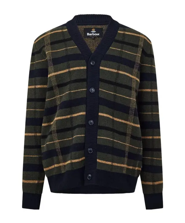 Barbour V-neck Plaid Knit Cardigan