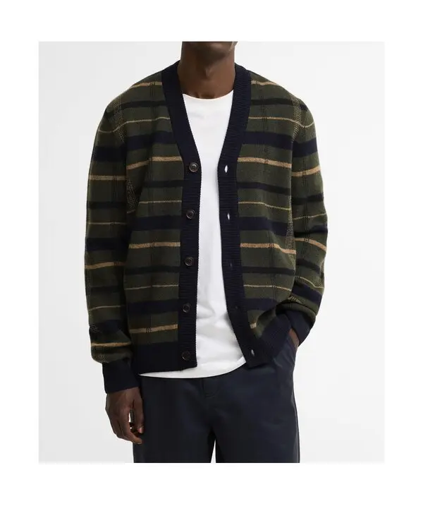 Barbour V-neck Plaid Knit Cardigan