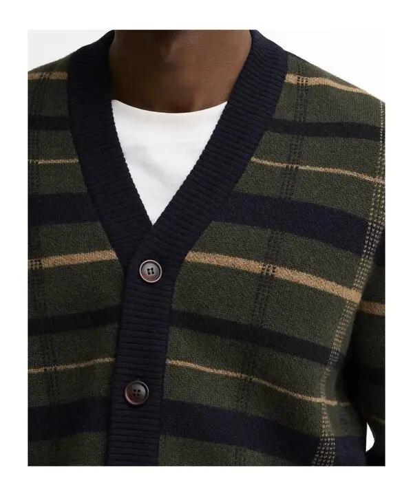 Barbour V-neck Plaid Knit Cardigan